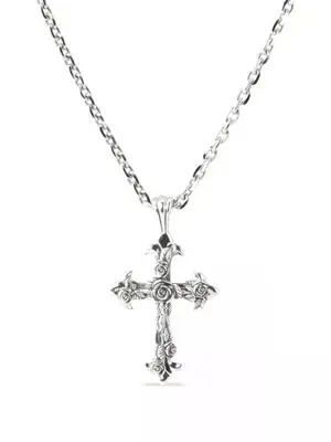 Emanuele Bicocchi Rose Cross Pendant Necklace - Silver