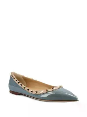Valentino Garavani Patent Rockstud Ballet Flats - Blue