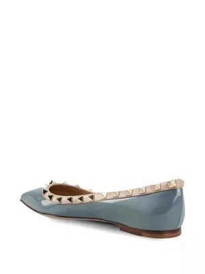 Valentino Garavani Patent Rockstud Ballet Flats - Blue