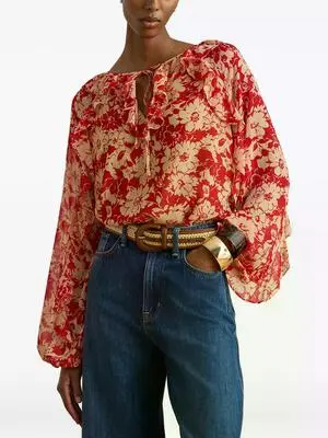Ralph Lauren Floral-print Ruffled Shirt