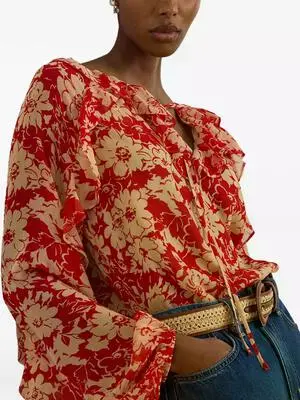 Ralph Lauren Floral-print Ruffled Shirt