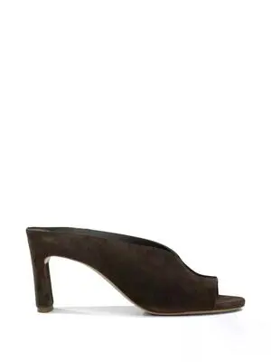 DEL CARLO Suede Peep-toe Mules - Brown