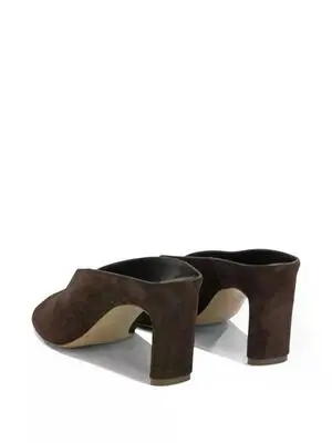 DEL CARLO Suede Peep-toe Mules - Brown