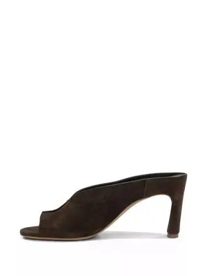 DEL CARLO Suede Peep-toe Mules - Brown
