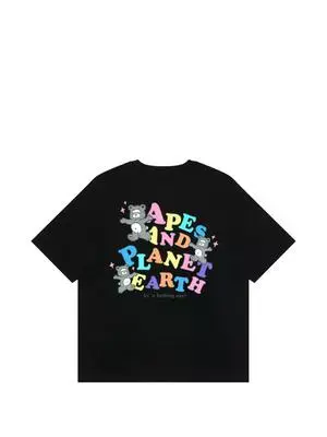 AAPE BY *A BATHING APE Moonface Patch Bear-print T-shirt - Black
