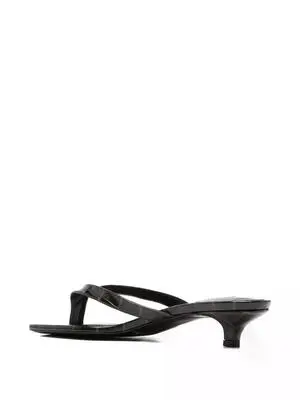 TOTEME Croc-embossed Heeled Flip Flops - Black