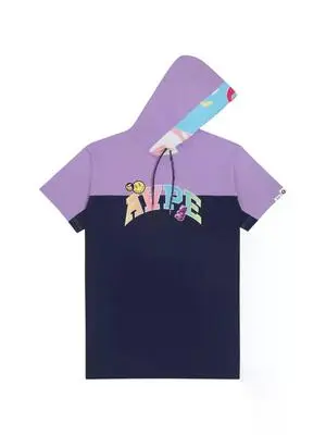 AAPE BY *A BATHING APE Moonface Colour-blocked Cotton Mini Hoodie Dress - Blue