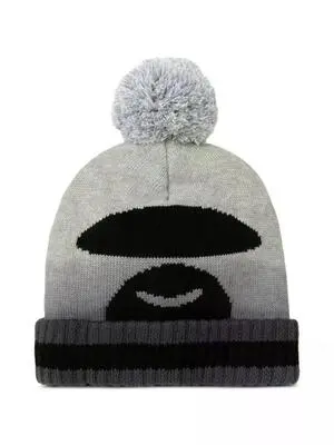 AAPE BY *A BATHING APE Moonface Pom-pom Beanie Hat - Grey