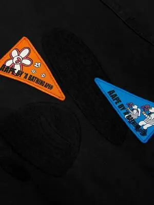 AAPE BY *A BATHING APE Moonface Embroidered Graphic-patch Shirt - Black