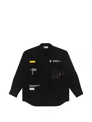 AAPE BY *A BATHING APE Moonface Logo-print Button-down Cotton Shirt - Black
