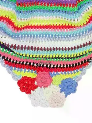 GANNI Striped Crochet-knit Scarf - Blue