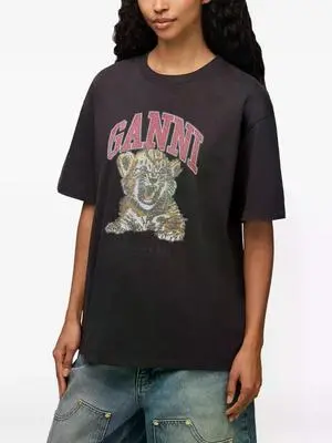 GANNI Logo-print T-shirt - Grey