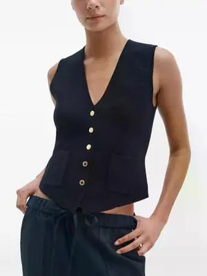 Rag & Bone Portia Button-up Waistcoat - Blue