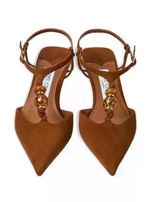 JIMMY CHOO Lauri Slingback Pumps With Beaded Detailing - Brown
