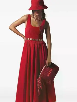 Xirena Florence Smocked Midi Dress - Red