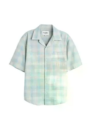 CORRIDOR Plaid Camp-collar Shirt - Blue