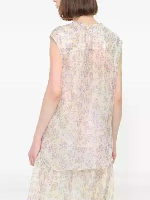 Plan C Floral-print Ruffled Blouse