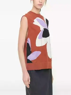 Plan C Flower Intarsia-knit Vest