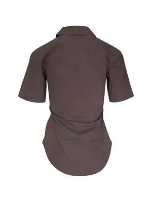 Veronica Beard Devra Ruched Blouse - Brown