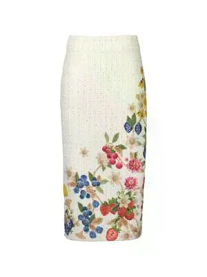 MARY KATRANTZOU Vargas Fruit-embroidered Midi Skirt