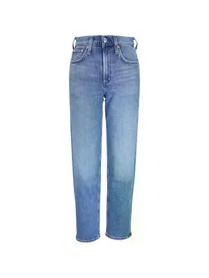 Faded Whiskered Straight Leg Jeans