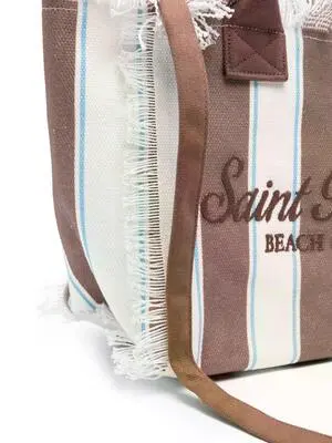 MC2 SAINT BARTH Colette Striped Frayed Tote Bag - Brown