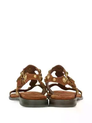 Ash Stud-embellished T-bar Sandals - Brown