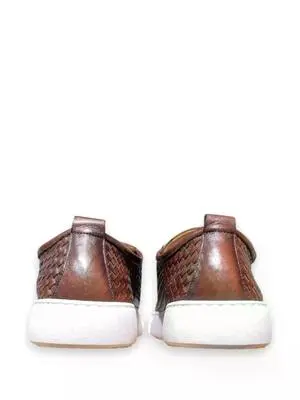 CALCE Interwoven Leather Sneakers - Brown