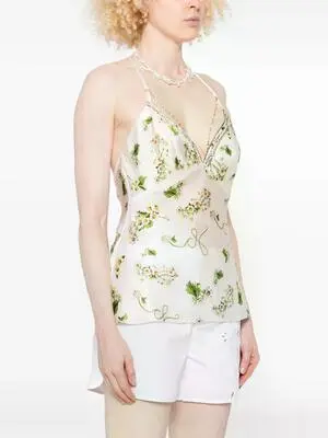 Camilla Floral-print Silk Top - White