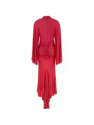 Blumarine Rose-detail Ruched Long Dress