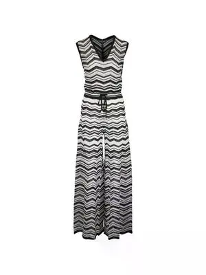 D.exterior Chevron-knit Drawstring Jumpsuit - White