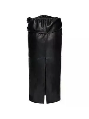 Magda Butrym Flower-detail Leather Midi Skirt