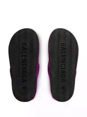 Balenciaga Jet Lag Thong Velvet Platform Flip-flops - Purple