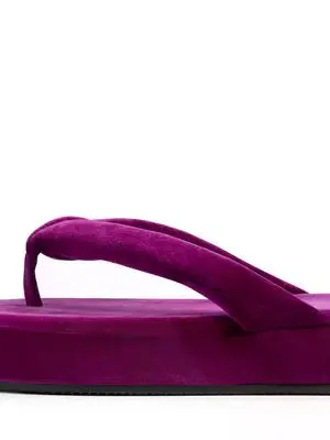 Balenciaga Jet Lag Thong Velvet Platform Flip-flops - Purple