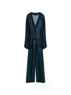 Giorgio Armani Sheer Tie-fastening Dress - Blue