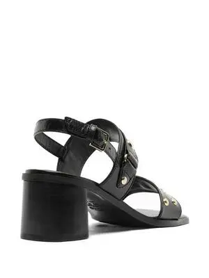 AREZZO Stud-embellished Leather Sandals - Black