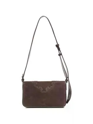 Pinko Mini Love Suede Shoulder Bag With Embroidered Detailing