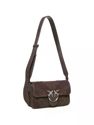 Pinko Mini Love Suede Shoulder Bag With Embroidered Detailing