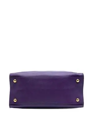 Prada Saffiano Soft Triple Pocket Tote Satchel - Purple