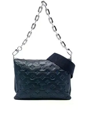 LOUIS VUITTON Monogram Embossed Puffy Lambskin Coussin Pm Satchel - Blue