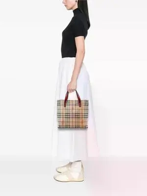 Burberry Haymarket Check Coated Canvas Tote Bag - Neutrals