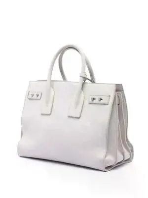 Saint Laurent Small Grained Calfskin Supple Sac De Jour Satchel - White
