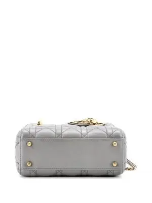 Dior Lady Chain Bag Cannage Quilt Lambskin Mini Satchel - Grey