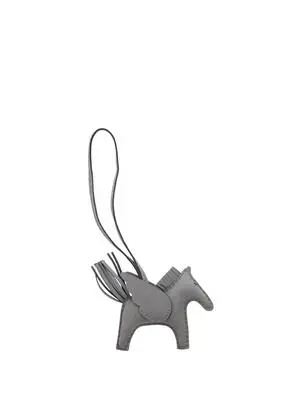 Hermès Milo Lambskin Grigri Rodeo Pegasus Bag Charm Pm Key Chain - Grey