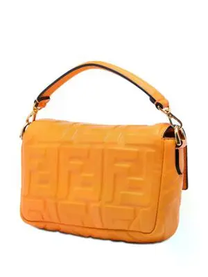 Fendi Mini Zucca Embossed Leather Baguette Satchel