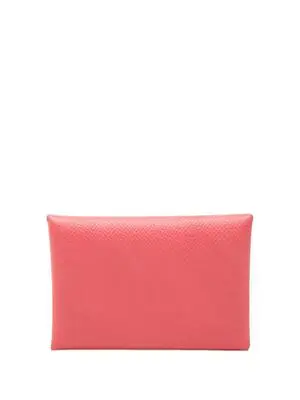 Hermès 2023 Epsom Calvi Duo Wallet Coin Pouch - Pink