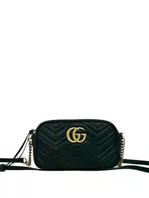 Gucci Small Gg Marmont Matelassé Leather Crossbody Bag - Black