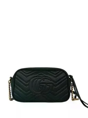 Gucci Small Gg Marmont Matelassé Leather Crossbody Bag - Black