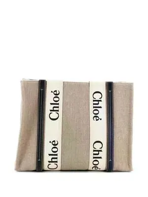 Chloé Woody Canvas And Leather Tote Bag - Blue