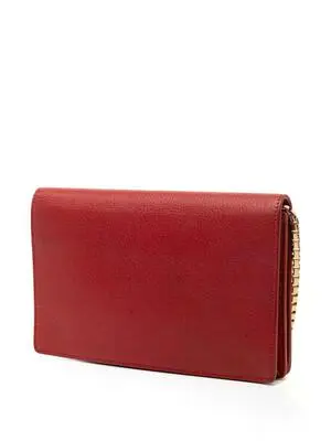 Balenciaga 2017 Chevre Motocross Metallic Edge Wallet On Chain - Red